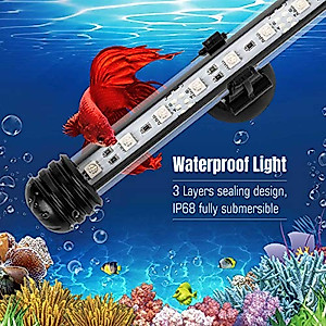 iKefe 11" Color Changing LED Fish Tank Aquarium Submersible Light with Remote/Colored Aquarium LED Tank Lights Fixture for Underwater Decorations, Plant Grow, Saltwater Freshwater Fish, KR5011