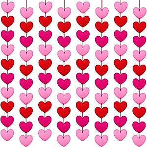 120 Pieces Felt Heart Garlands Heart Hanging String Garland Valentines Day Garland Decor with Red Rope for Valentines Anniversaries Wedding Party Supplies (Red, Pink, Rose Red) (Red, Pink, Rose Red)