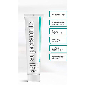 Supersmile Professional Teeth Whitening Toothpaste with Fluoride - Clinically Proven to Remove Stains & Whiten Teeth Up to 6 Shades - Enamel Strengthening - No Sensitivity (Original Mint, 1.4 Oz)