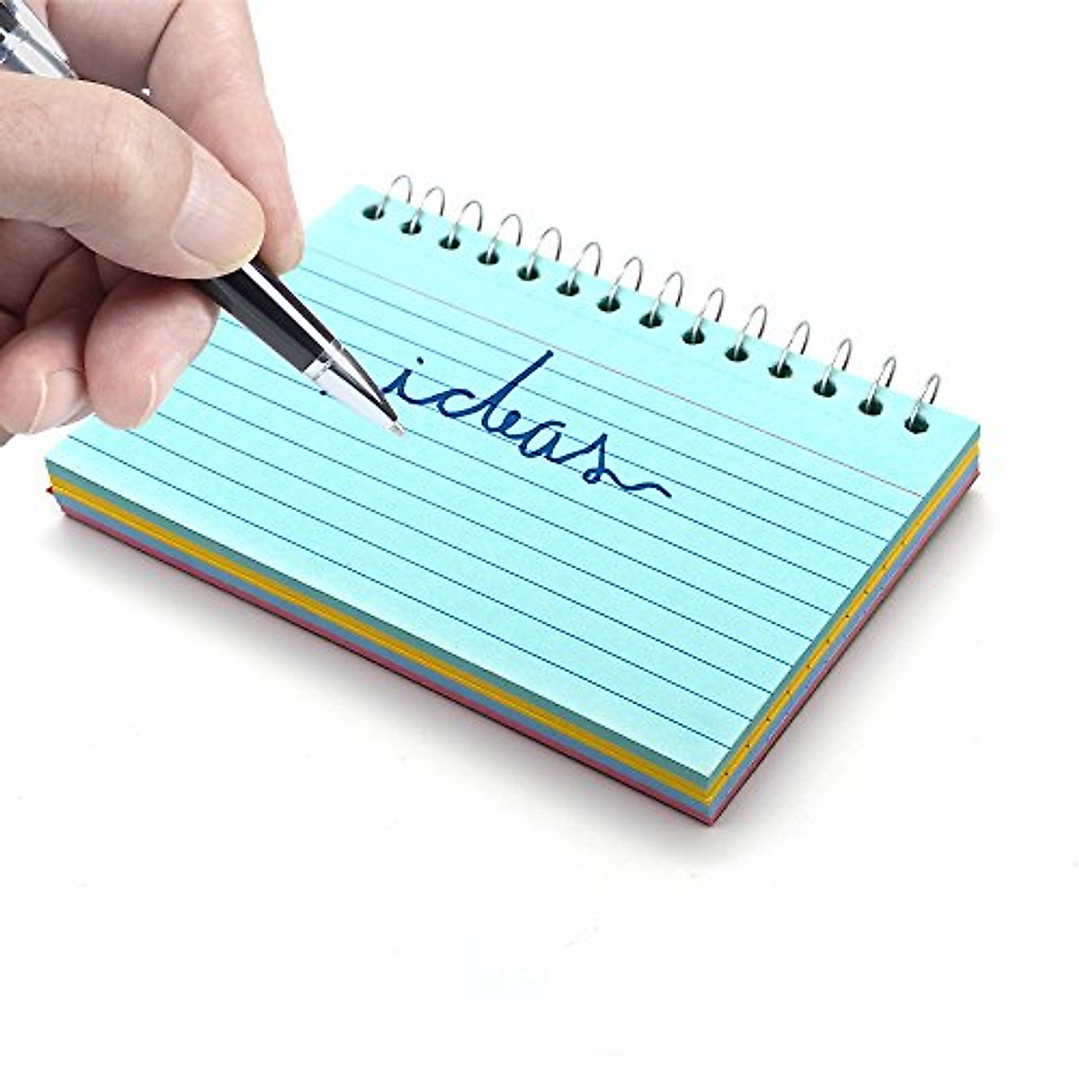 Emraw 50 ct. Spiral Bound Ruled Front Plain Back Index Card assorted Neon Colors 3”x5” - Used in kitchen, School, Office Etc. (Pack of 2)