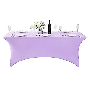 Supero Waterproof Spandex Table Cover for 6FT Table Universal Fitted Stretch Tablecloth for Party, Banquet, Wedding and Events-Lavender