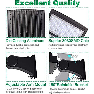 OSTEK LED Shoebox Street Lights 150W 21000LM LED Area Pole Fixture for LED Parking Lot Lighting IP65 Outdoor Commercial Area Road Lighting 5000K 100-277V DLC UL