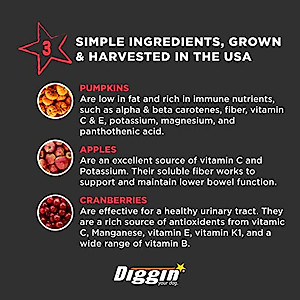 Diggin’ Your Dog Firm Up Pumpkin for Dogs & Cats with Cranberry, 100% Made in USA, Pumpkin Powder for Dogs, Digestive Support, Apple Pectin, Fiber, Healthy Stool, 4 oz