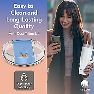 ALBOR 40 oz Insulated Coffee Tumbler With Lid and Straw, Insulated Water Bottle, Stainless Steel Tumbler, Leak Proof Water Bottle, Travel Coffee Mug (40 oz, Glacier)