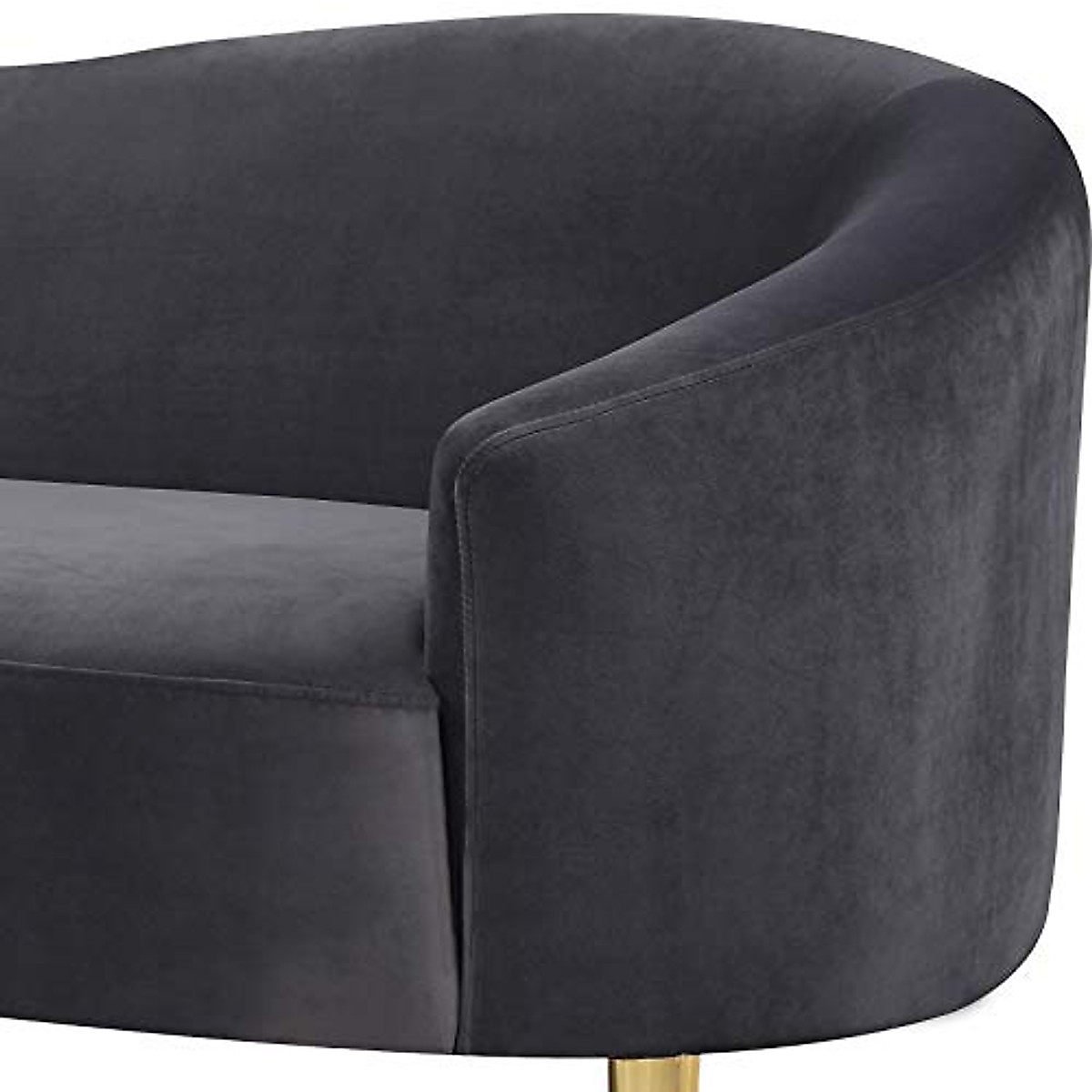 Meridian Furniture Ritz Collection Modern | Contemporary Velvet Upholstered Loveseat with Sturdy Metal Legs in Rich Gold Finish, Grey, 67" W x 31.75" D x 30.5" H
