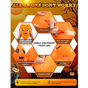 Adeyoo Halloween Balloons,60Pcs Ghost Balloons Scary Pumpkin Balloons 12 Inches Latex Balloons Orange and White Balloons 6 Styles Spooky Balloons for Halloween Theme Birthday Party Decorations