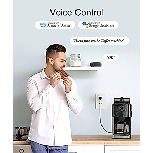 Mini Smart Plug, WISEBOT Wi-Fi Socket Works with Alexa and Google Home, Surge Protector Plug-in Outlet Remote Control and Timer Function, ETL FCC Listed,2.4G Wi-Fi Only,10A 1200W,4-Pack, White