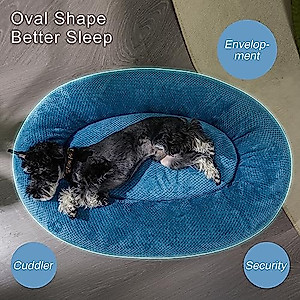 Jiupety Bagel Dog Bed for Small Medium Dogs,Calming Washable Puppy Cat Bed Indoor,Cozy Anti-Anxiety Round Dount Pets Beds Blue L