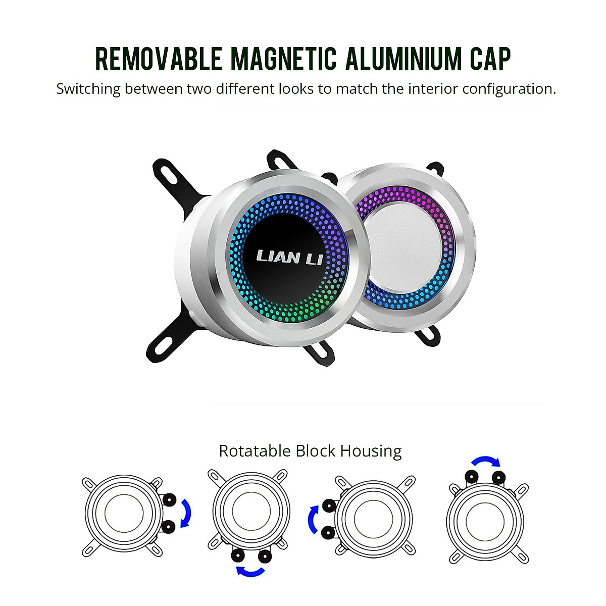 LIAN LI GALAHAD AIO Cooler 240mm Radiator Liquid CPU Cooler RGB All-In-One Water Cooling System, Triple Chamber Pump, LGA1700 Bracket, AMD AM5/AM4 Intel LGA1200/115X/2011/2066 Compatible (240mm White)