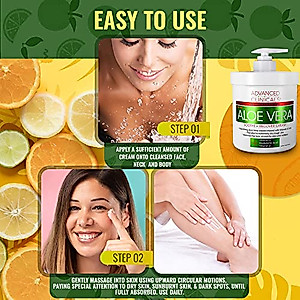 Advanced Clinicals Aloe Vera + Vitamin C + Hyaluronic Acid Face & Body Cream Moisturizing Skin Care Lotion, Skincare Moisturizer For Dry Skin, Age Spots, Blotchy Skin, & Sun Damaged Skin, Large 16 Oz