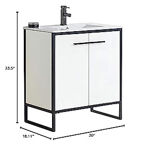 Fine Fixtures Vdara 30" Bathroom Vanity Cabinet Set, White Straight Grain