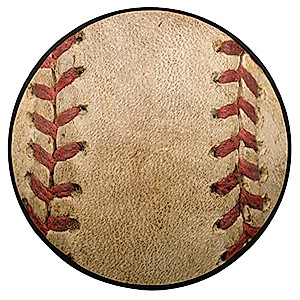 Pardick Baseball Rug 36.2 inch Circle Retro Rug Round Area Throw Rugs for Boys Men Bedroom Living Room Home Nursery Playroom Washable Sports Baseball Ball Room Decor 3ft Rugs Kids Gifts