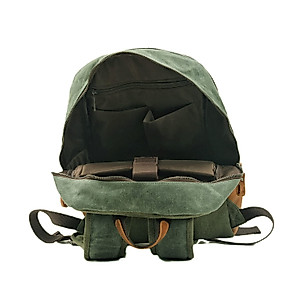 WUDON Leather Laptop Backpack for Women 2022 New Waterproof Travel Leather Backpack Vintage Waxed Canvas Shoulder Rucksack for School Flight Hiking