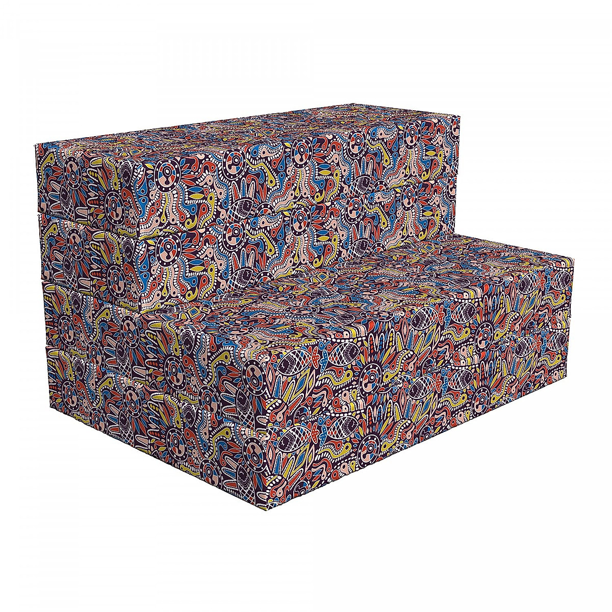 Ambesonne Ethnic Foldable Mattress, Mosaic Bohemian, 74.8" x 35.4", Multicolor