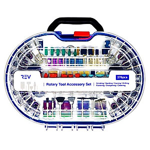 REV Rotary Tool Accessories Kit 276pcs Universal Fitment For Easy Grinding Sanding Carving Drilling Polishing Cutting Sharpening Cleaning Set DIY