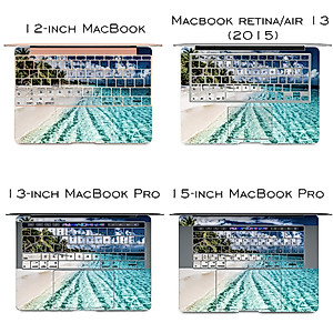 Cavka Vinyl Decal Skin Compatible for MacBook Pro 16 M3 M2 M1 14 2023 Air 15 2022 Retina 2020 Air 13 Mac 12 Laptop Nature Tropicals Ocean Design Sea Beach Sticker Print Blue Tree Palm Cover