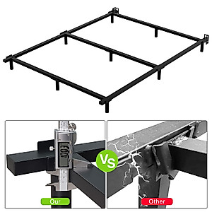 7 Inch Full Size Metal Bed Frame for Box Spring and Mattress, 9-Leg Support Box Spring Base, Easy Assembly Tool-Free Heavy Duty Bedframe Black