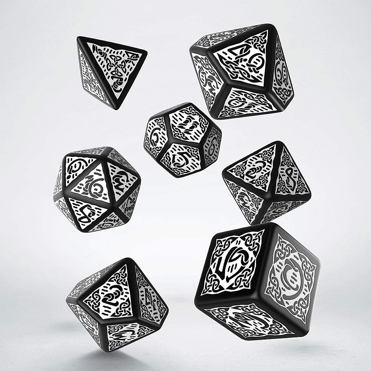Celtic 3D Revised Black & White Dice Set