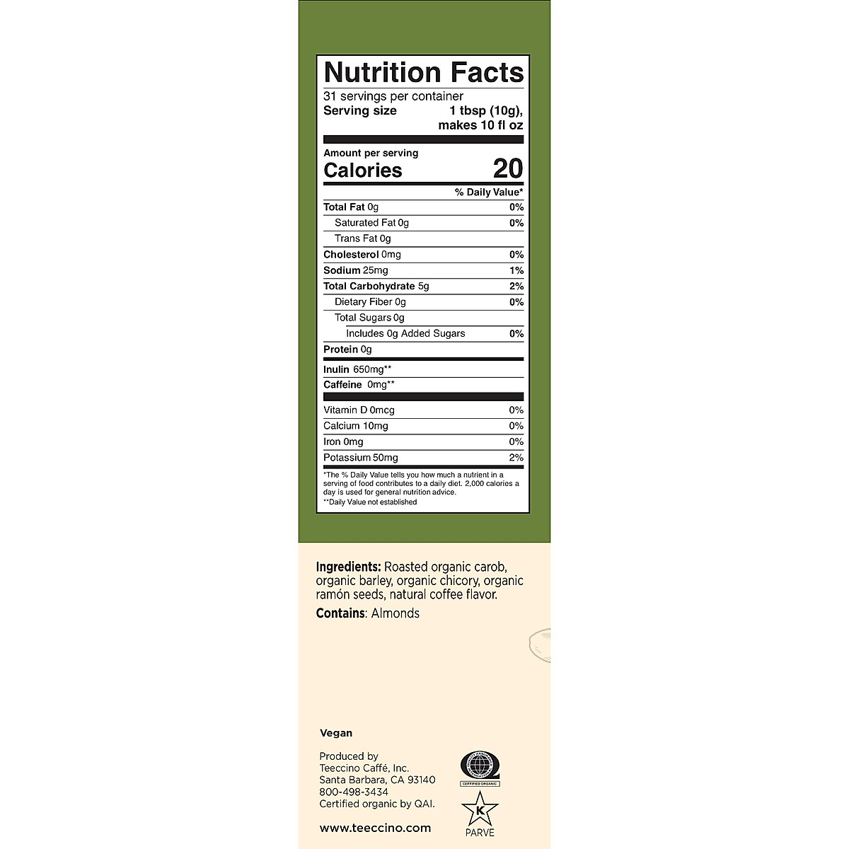 Teeccino Herbal Coffee Variety Pack - Mocha, French Roast, Maca Chocolaté - Ground Herbal Coffee That’s Prebiotic, Caffeine-Free & Acid Free, Medium Roast, 11 Ounce (Pack of 3)