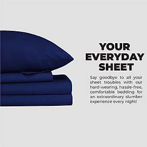 VISI-ONE Karin Maki Microfiber Full Size Bed Sheets Set - 1800 Thread Count Bed Set - Super Soft Luxury Egyptian Bedding - Deep Pocket Fitted Sheet with Pillow Cases - Blue