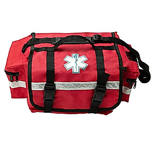 NOVAMEDIC Professional Empty Red First Responder Bag, 17" x 9" x 7", EMT Trauma First Aid Carrier for Paramedics and Emergency Medical Supplies Kit, Lightweight and Durable