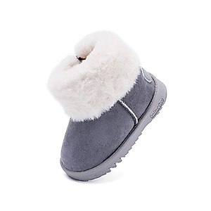 BMCiTYBM Baby Snow Winter Boots Girls Boys Cold Weather Faux Fur Shoes 6 12 18 24 Months Grey Size 12-18 Months Toddler
