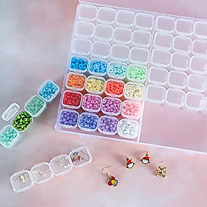 SGHUO 280 Slots 5 Pack 56 Grids Diamond Painting Storage Containers Plastic 5D Diamond Embroidery Storage Box with 400pcs Label Stickers for Sewing, Nail Diamonds, Diamond Painting Accessories