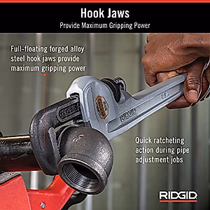 RIDGID 31105 Model 824 Aluminum Straight Pipe Wrench, 24-inch Plumbing Wrench, grey