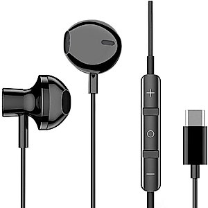 Urban Extreme USB Type C Earphones Stereo in Ear Earbuds Headphones with Microphone Bass Earbud with Mic and Volume Control Compatible with Samsung Galaxy S20 5G UW - Black (US Version with Warranty)