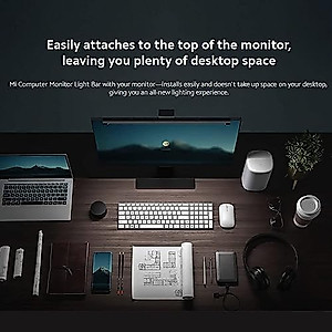 Xiaomi Mi Computer Monitor Light Bar - Easy Installation, Extra Computer Lighting w/o Taking Desktop Space, w/Wireless Remote Control Adjusting Lights Easily