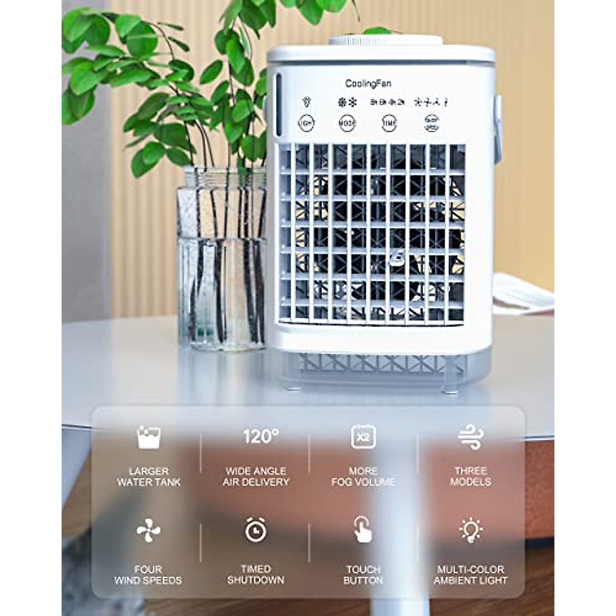 Small Portable Air Conditioner, Evaporative Air Cooler Portable, Personal Air Conditioner Mini Portable, Fans that Blow Cold Air, Desktop Cooling Humidifier Fan for Small Room/Office/Dorm/Bedroom