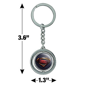 GRAPHICS & MORE Justice League Movie Superman Logo Keychain Spinning Round Chrome Plated Metal