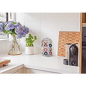 Nifty K Cup Holder – Compatible with K-Cups, Coffee Pod Carousel | 24 K Cup Holder, Spins 360-Degrees, Lazy Susan Platform, Modern Chrome Design, Home or Office Kitchen Counter Organizer