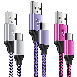 USB Type C Cable Fast Charging C Charger Cord 3 Pack Android Phone Wire for Moto G Stylus/Play/Power,Razr,G9 Power/Plus/Play, Samsung Galaxy S23/S22/S21/S20 Fe Ultra 5G,S10 A54 A14 A10E A03S A13 A53
