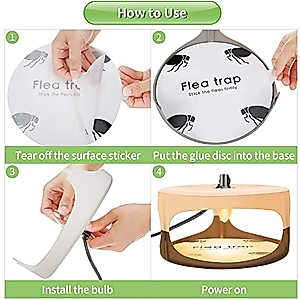 Protecker Flea Traps for Inside Your Home,2023 New Flea Light Trap Indoor,Flea with Refills and Sticky Pads,Flea Killer House,Sticky Flea Trap,Safe Kids,Friendly to Pets(2 Pack)