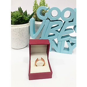 SAVEARTH DIAMONDS Round Lab Created Moissanite Diamond Cathedral Enhancer Guard Ring For Women In 14K Rose Gold Plated 925 Sterling Silver (0.20 Cttw) Size-9.5