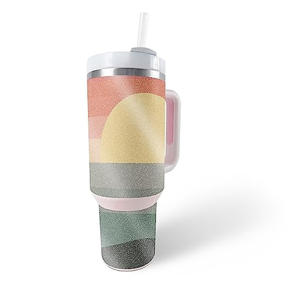 MightySkins Glossy Glitter Skin Compatible with Stanley The Quencher H2.0 FlowState 40 Oz Tumbler - Sunset Forest | Protective, Durable High-Gloss Glitter Finish | Easy to Apply