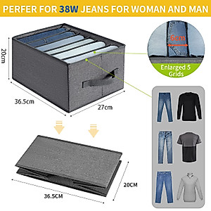 Yoillione Upgrade Large Jeans Organizer for Closet, Wardrobe Clothes Organizer for Folded Clothes, Closet Organizers and Storage Drawer Organizers for Clothing, Pants, Bra, Sweaters, T-shirt, 2 Pack