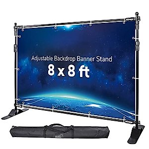 WinSpin 8' Banner Stand Step and Repeat Display Backdrop Banner Stand Adjustable Telescopic for Parties Trade Show Wall Exhibitor Photo Booth Background with Carrying Bag