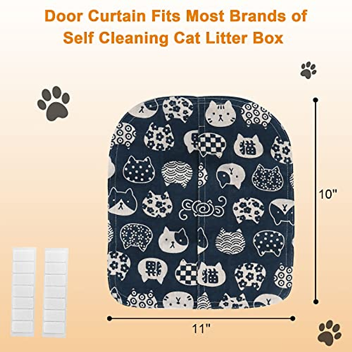 Ligebul Door Curtain for Self Cleaning Cat Litter Box, Automatic Cat Litter Box Door Curtain -Blue Cat