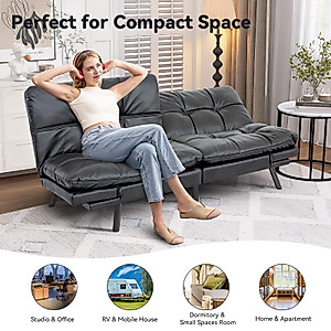 Hcore Convertible Couch Bed,Memory Foam Futon Sleeper Sofa Sofabed, Matte Black