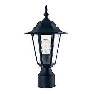 YaoKuem Outdoor Post Light, Pole Lantern, E26 Base 60W Max, Aluminum Housing Plus Glass, Wet Location Rated, Bulbs not Included, Matte Black, 1 Pack