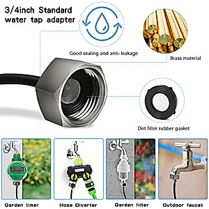Misting Cooling System, Misters for Outside Patio Greenhouse Garden with 29.5FT(9M) Misting Hose, 10 Brass Mist Nozzles, 3/4" Brass Adapter (Black)