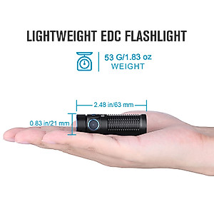 OLIGHT Baton3 1200 Lumens Ultra-Compact Rechargeable EDC Flashlight, Powered by Rechargeable Battery for Household Search, Outdoor Camping, Hiking and Mountaineering (Black)