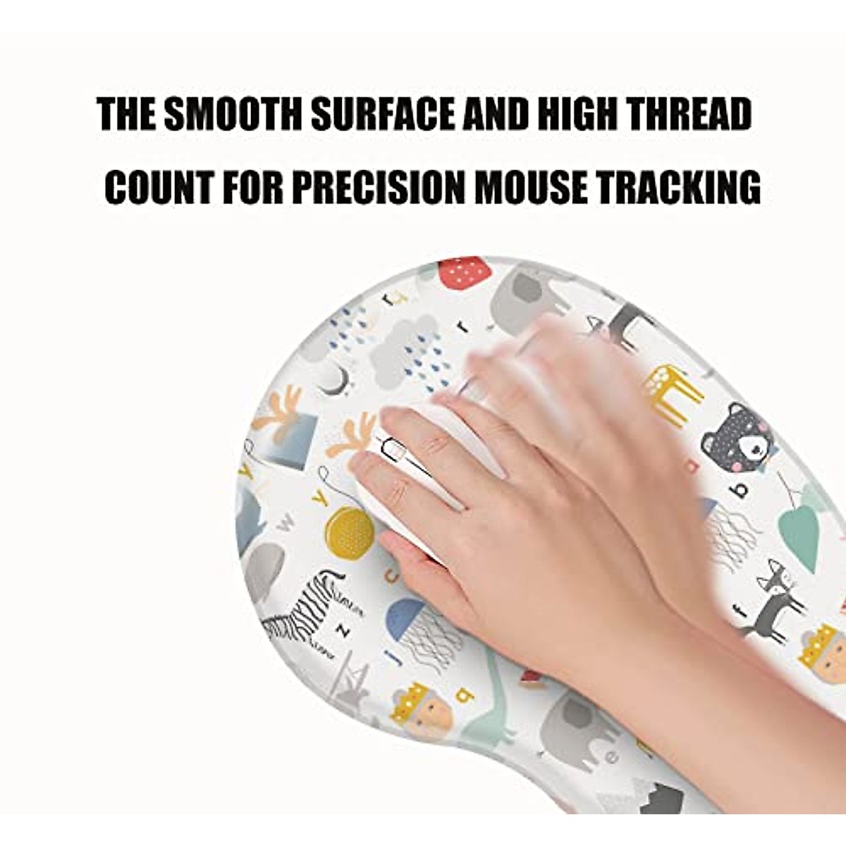 Ergonomic Mouse Pad Wrist Support Carpal Tunnel Mouse Pads Animals Memory Foam Mouse Mat with Non-Slip Rubber Pretty Mouse Pads for Computers Laptop Gaming Office Home