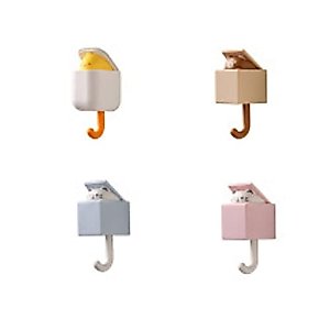 RXMORI Creative Adhesive Coat Hook,4 Pcs Cute Pet Hooks for Coat, Scarf, Hat, Towel,Key, Bag, Utility Animal Hook for Wall Hanging Decorations