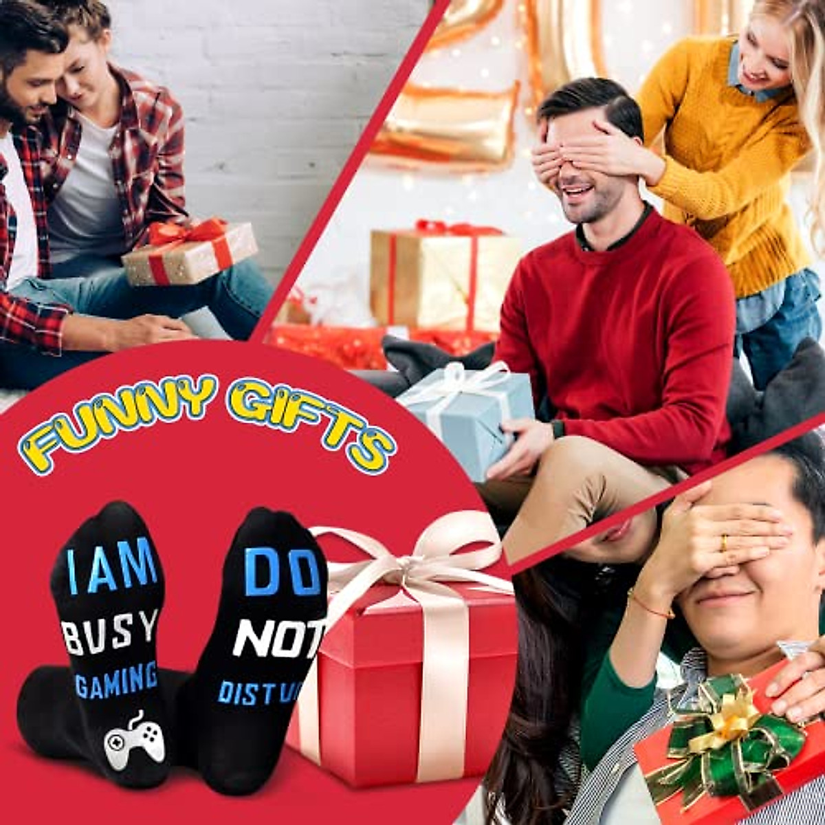 Christmas Stocking Stuffers Gifts for Boys - Funny Gaming Socks for Him Gamer Sock Novelty Gifts for Boys Mens Dad Father