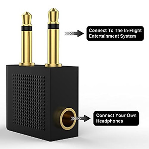 Asobilor Airplane Headphones Adapter Compatible with Sony WH-1000xm5 WH-1000xm4 WH-1000xm3 WH-ch510 WH-ch710n WH-xb910n Headphones, Dual 3.5mm Male to 3.5mm Female Airplane Adapter, 2 Pcs