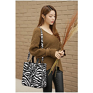 KOON Tote Bag for Women Zebra Print Cows Deer Pattern PU Shoulder Bag Purse Large Satchel Handbag for Work Travel Shopping
