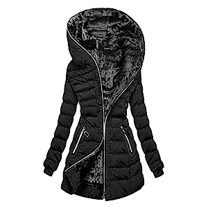 Aniywn Women's Thicken Fleece Lined Parka Winter Coat Hooded Jacket Full Zip Windproof Warm Hoodies Down Jacket with Pocket